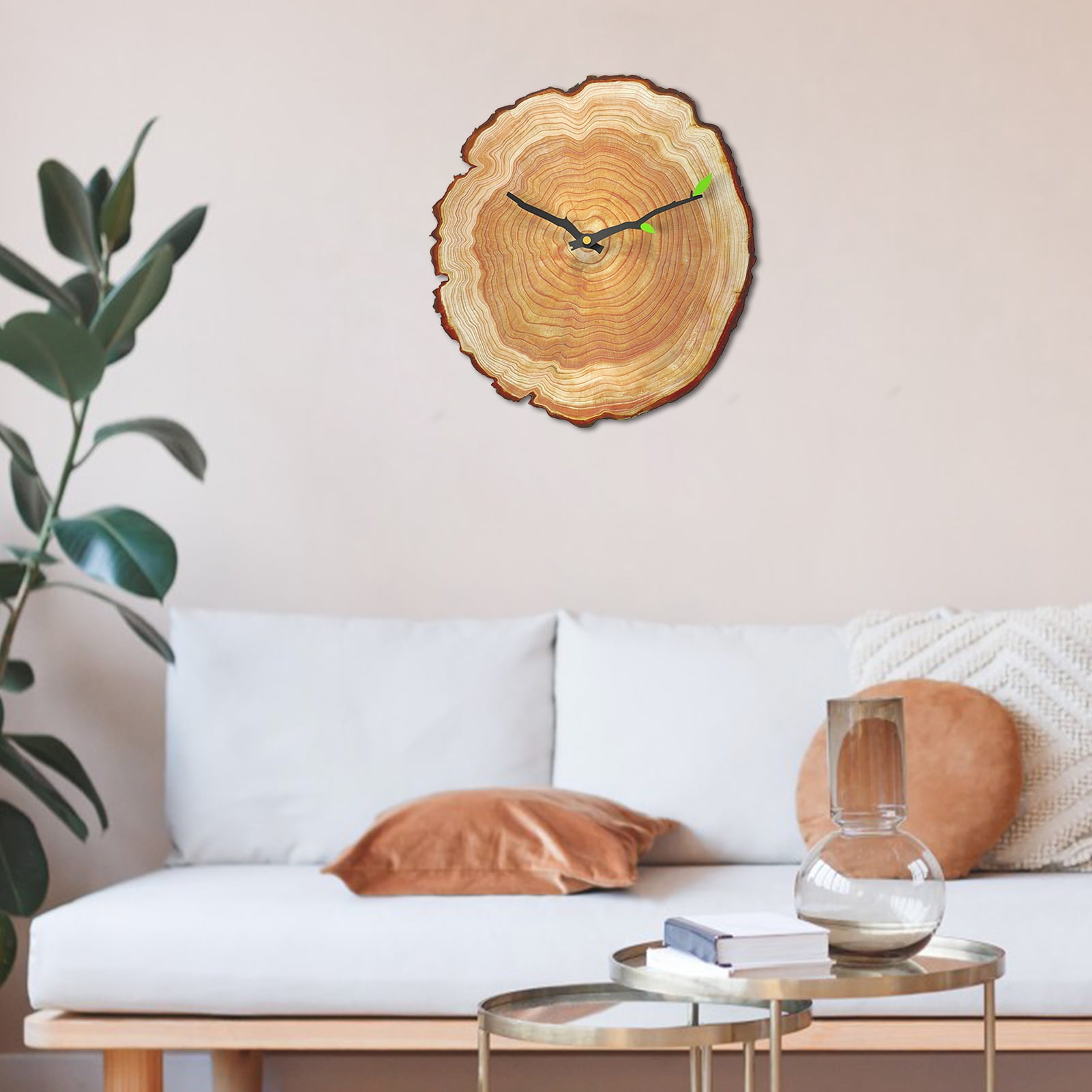 Deyuer 12 Inch Wood Grain Wall Clock Creative Tree Stump Design Silent ...