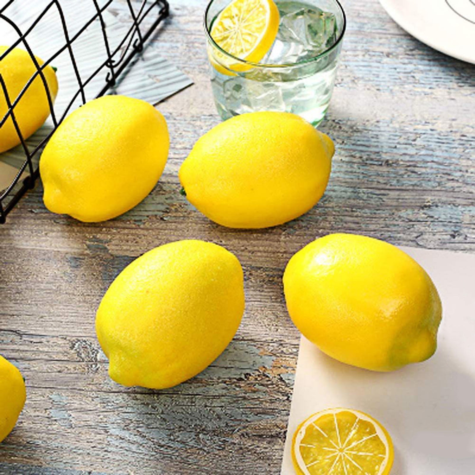Deyuer 12Pcs Artificial Lemon Realistic Fake Yellow Lemon Model ...