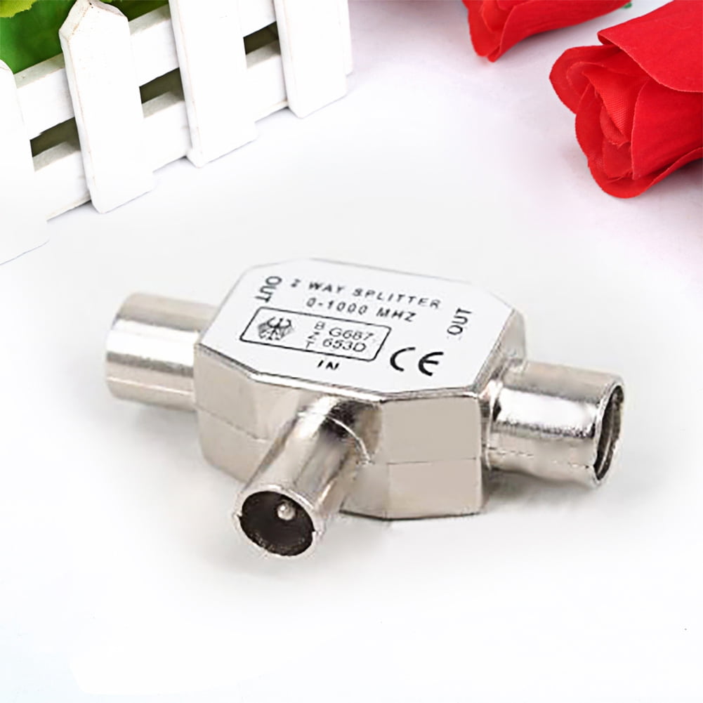 Deyuer 2 Way TV Television Aerial T Splitter Coax Male to 2x Female ...