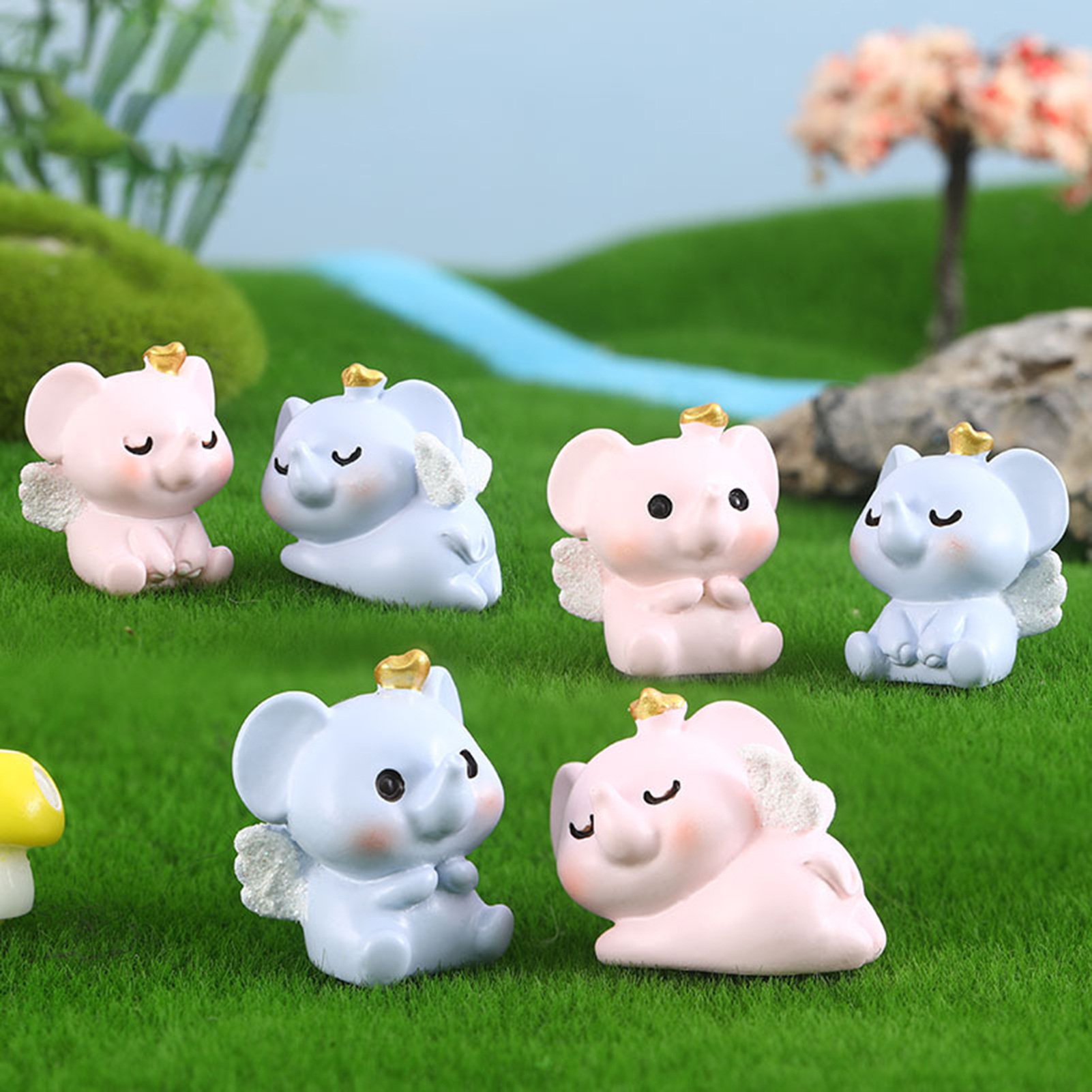 Deyuer 2Pcs Elephant Figurine Beautifully Resin Small Dummy Elephant ...