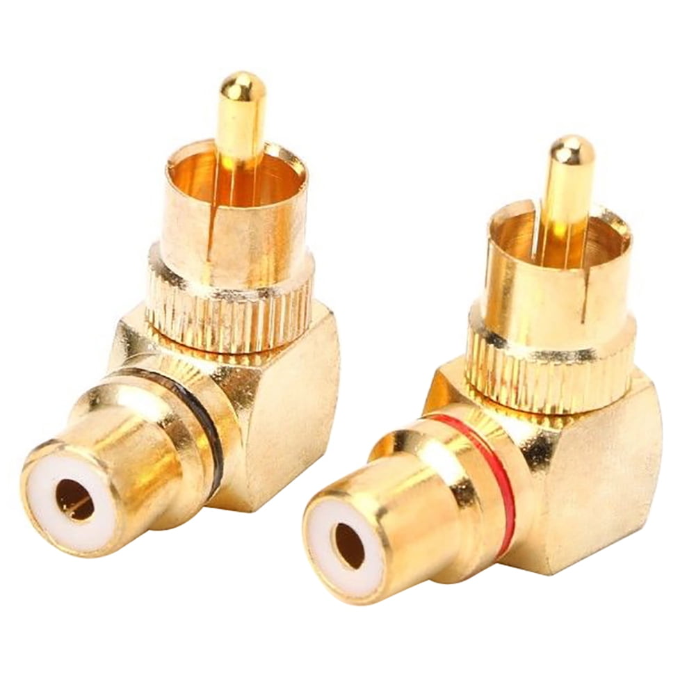 Deyuer 2Pcs RCA Right Angle Male to Female Gold Plated Connector 90 ...