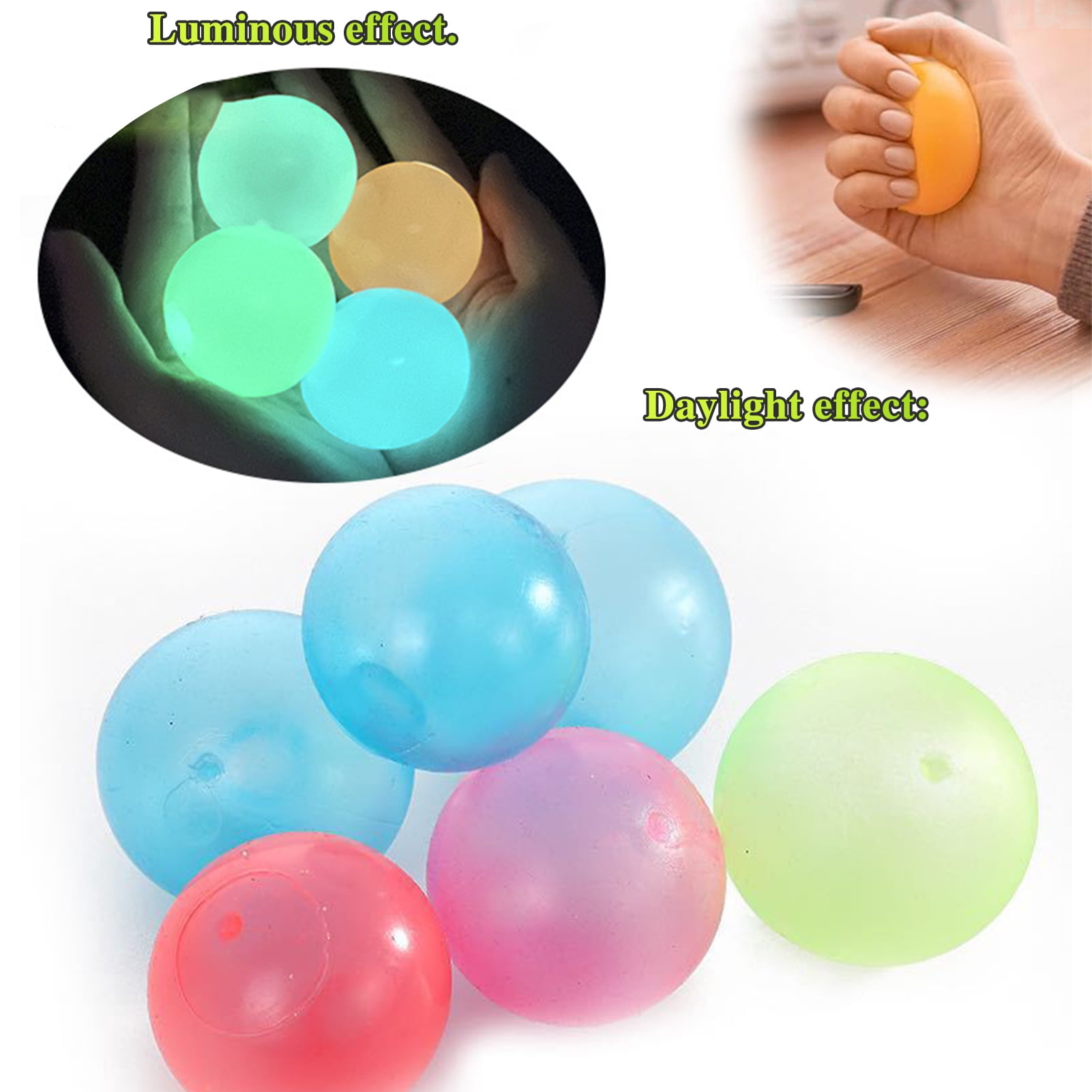 Deyuer 4/8/12/24Pcs Luminous Sticky Ball Glow-in-the-dark Wall Ceiling ...
