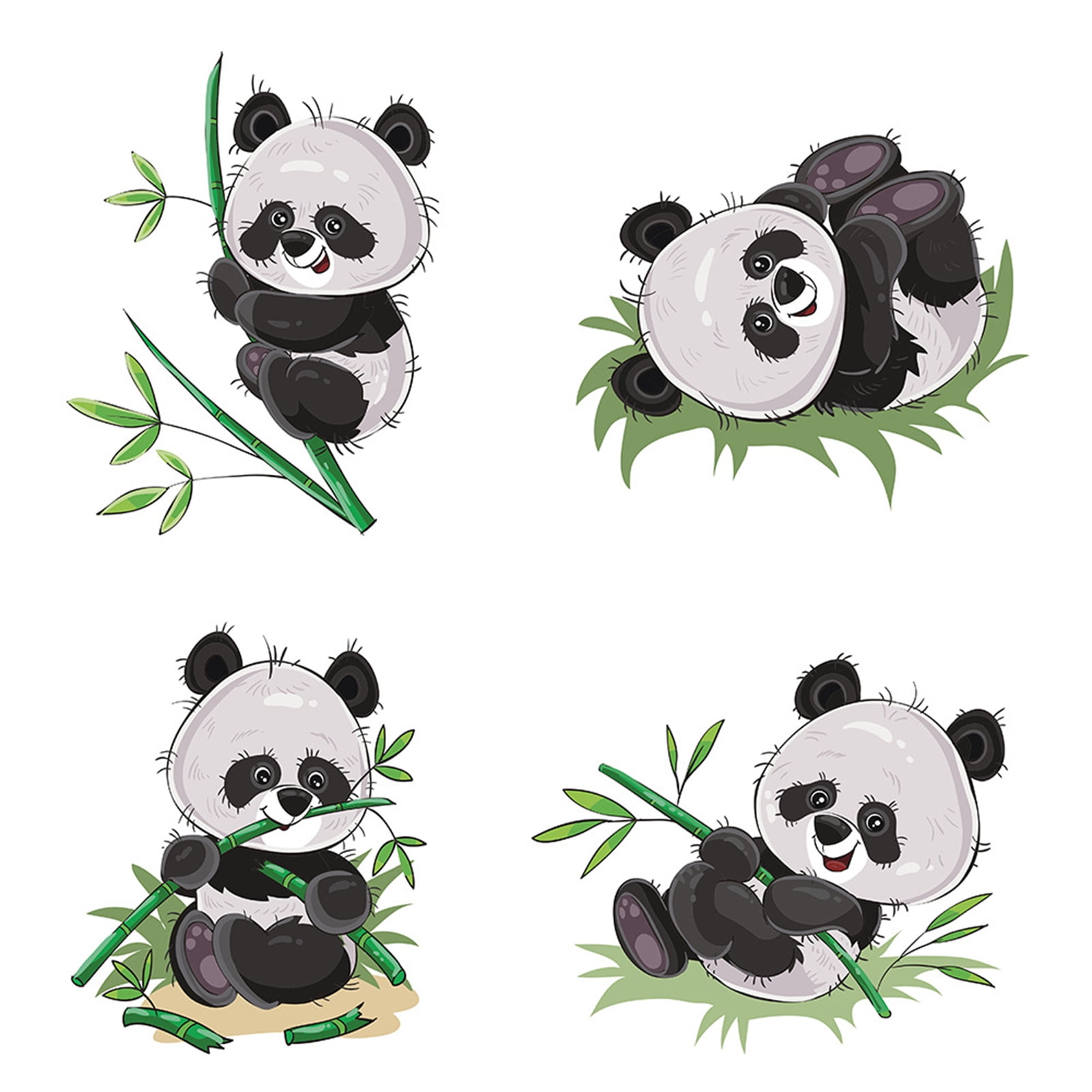 Cartoon Pandas Eating Bamboo