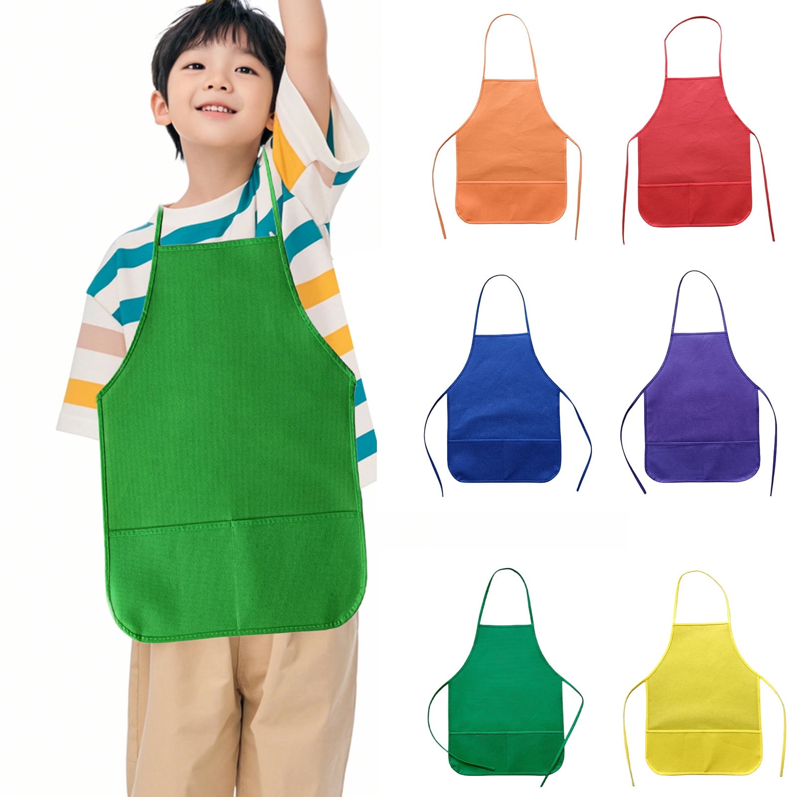 Deyuer 5Pcs Kids Painting Aprons with 2 Roomy Pockets Non-Woven Fabric ...
