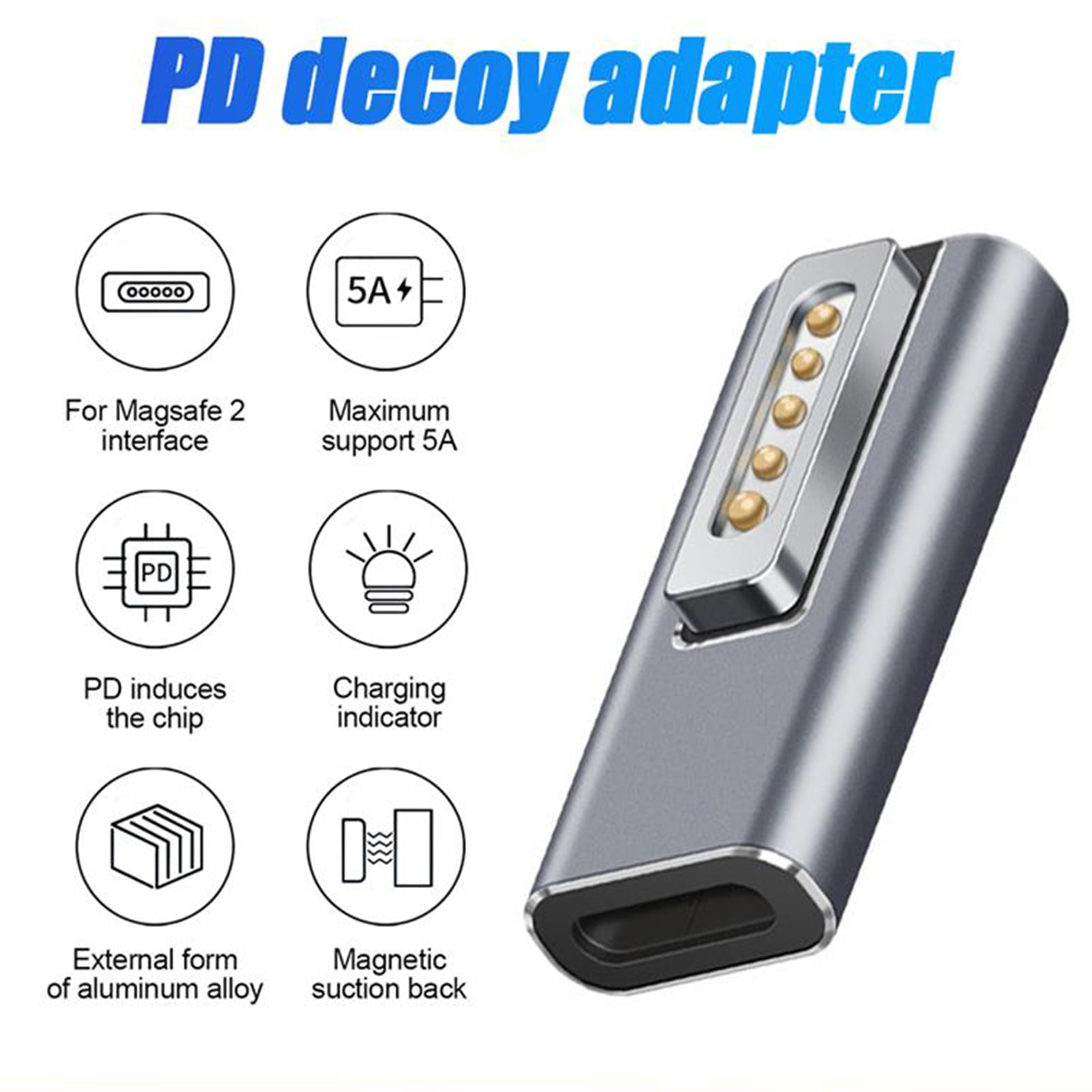 Deyuer Adapter Converter PD Quick Charge Aluminum Alloy Type-C to Mag ...