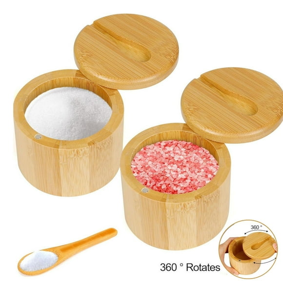 Elegant Wooden Salt Containers for Kitchen Storage and Seasonings