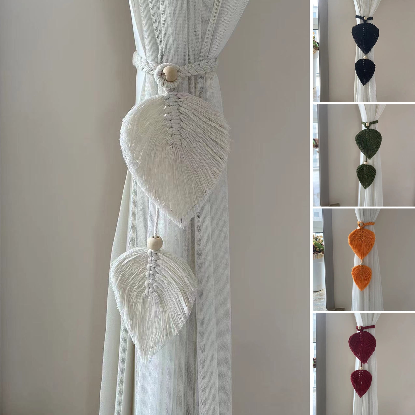 Deyuer Boho Style Curtain Tiebacks Hand Knitting Cotton Linen Holdbacks ...