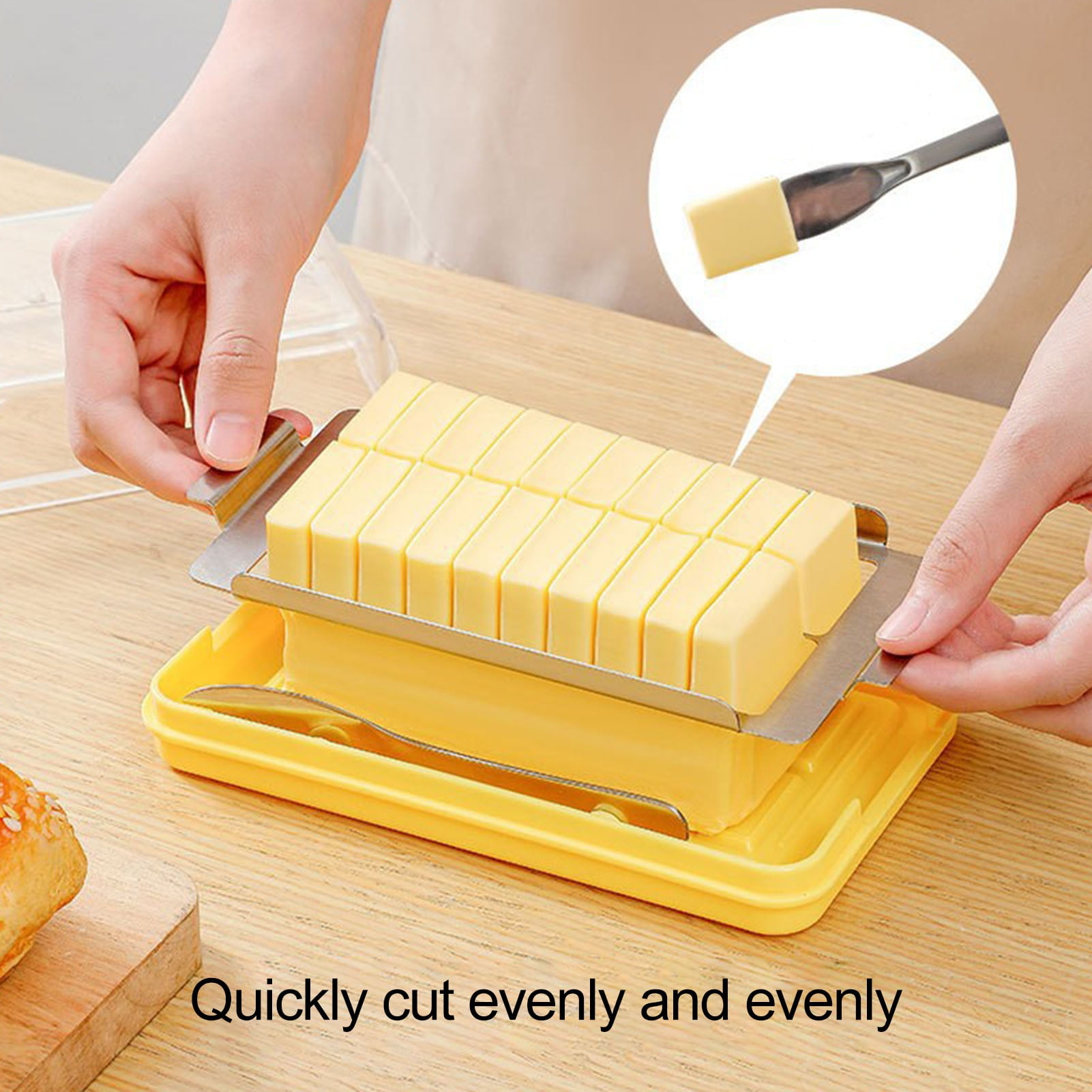 Deyuer Butter Slicer Box Plastic Butter Cutter Dish with Transparent ...