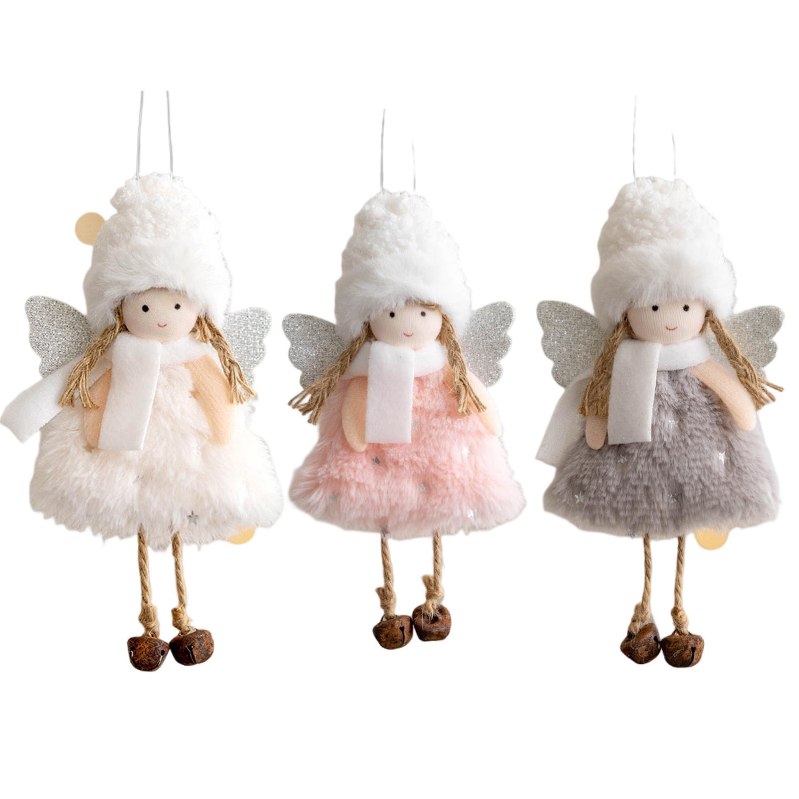 Deyuer Christmas Angel Plush Doll Glitter Wing Plush Hat Dress Smiling ...