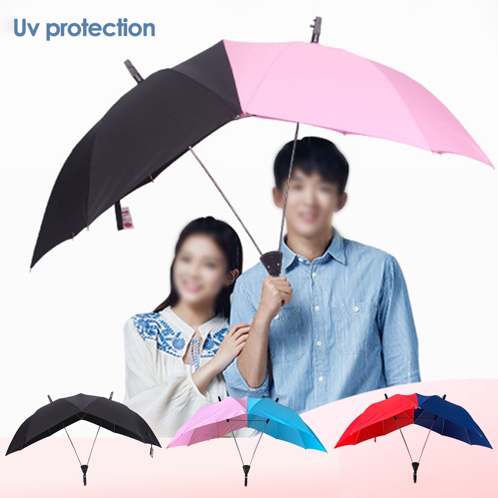 Deyuer Couple Umbrella Waterproof Extra Large Long Handle Two-pole ...