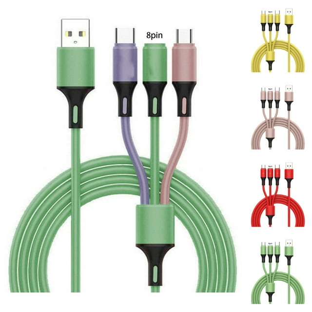 Deyuer Data Cable Universal Fast Charging 3 in 1 Liquid Silicone 8-pin ...