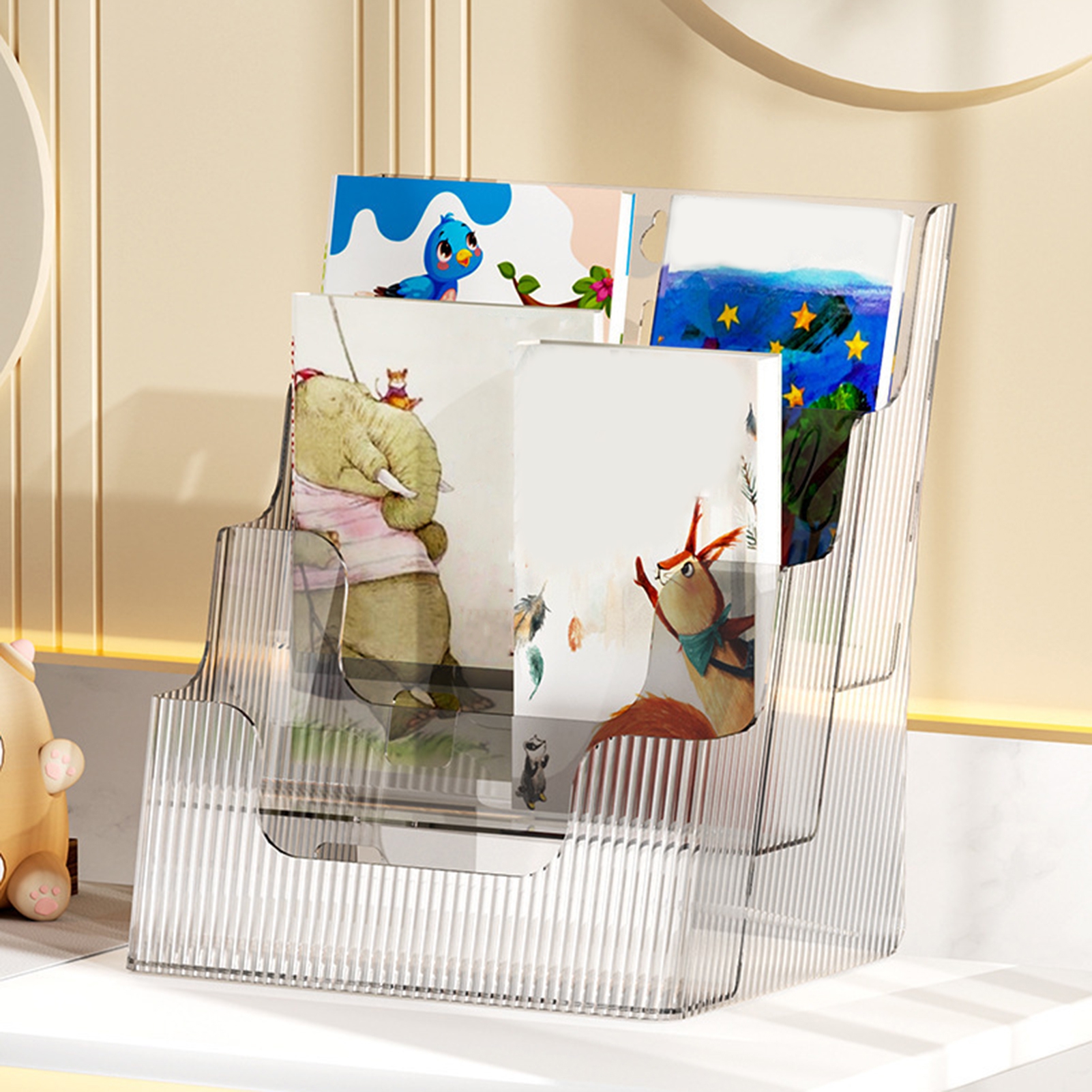 Deyuer Desktop File Storage Box 4 Layered Scrapbook Paper Storage Bin ...