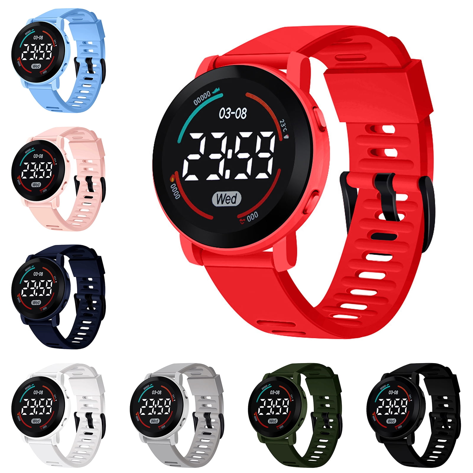 Deyuer Electronic Watch Life Waterproof Button Operation LED Sports ...