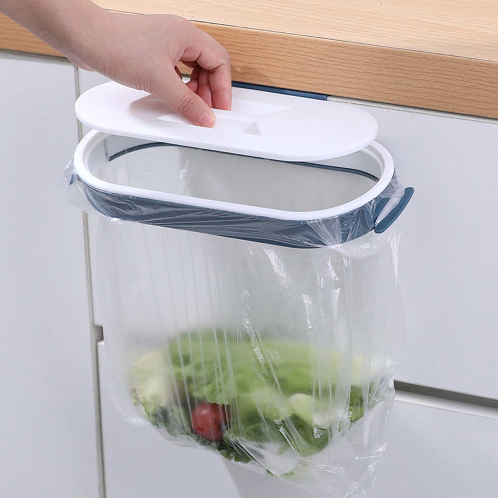 Deyuer Garbage Bag Holder with Lid Wall Mounted Detachable Space Saving ...