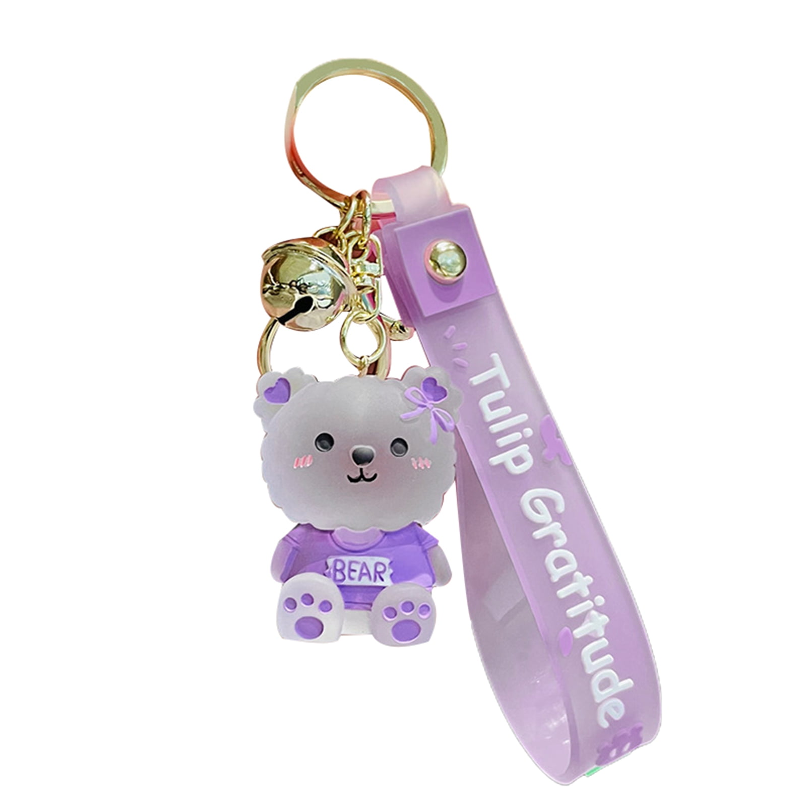 Deyuer Key Chain Cartoon Jelly Color Bear Unisex Multipurpose Letter ...