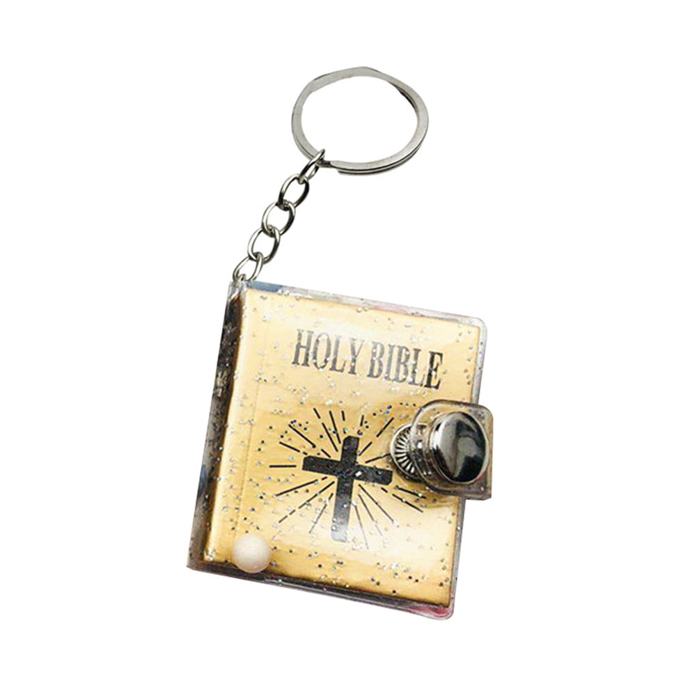 Deyuer Mini Vintage Cross Holy Bible Key Chain Holder Ring Bag Purse ...