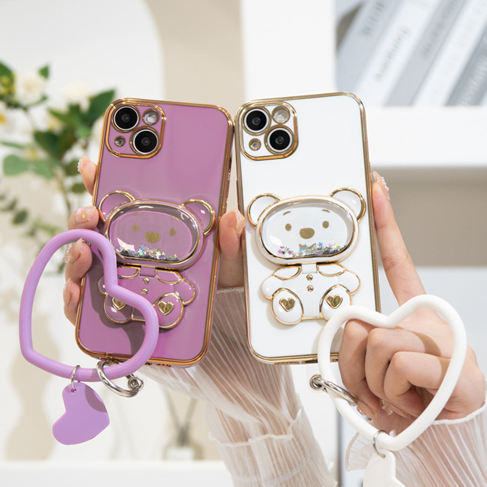Deyuer Phone Stand with Mirror 360 Degree Rotation Shiny Glitter ...