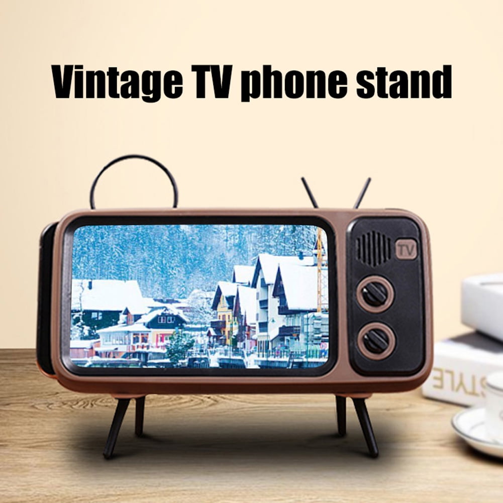 Deyuer Retro TV Desktop Mobile Phone Holder Stand Mount Bracket,Coffee ...