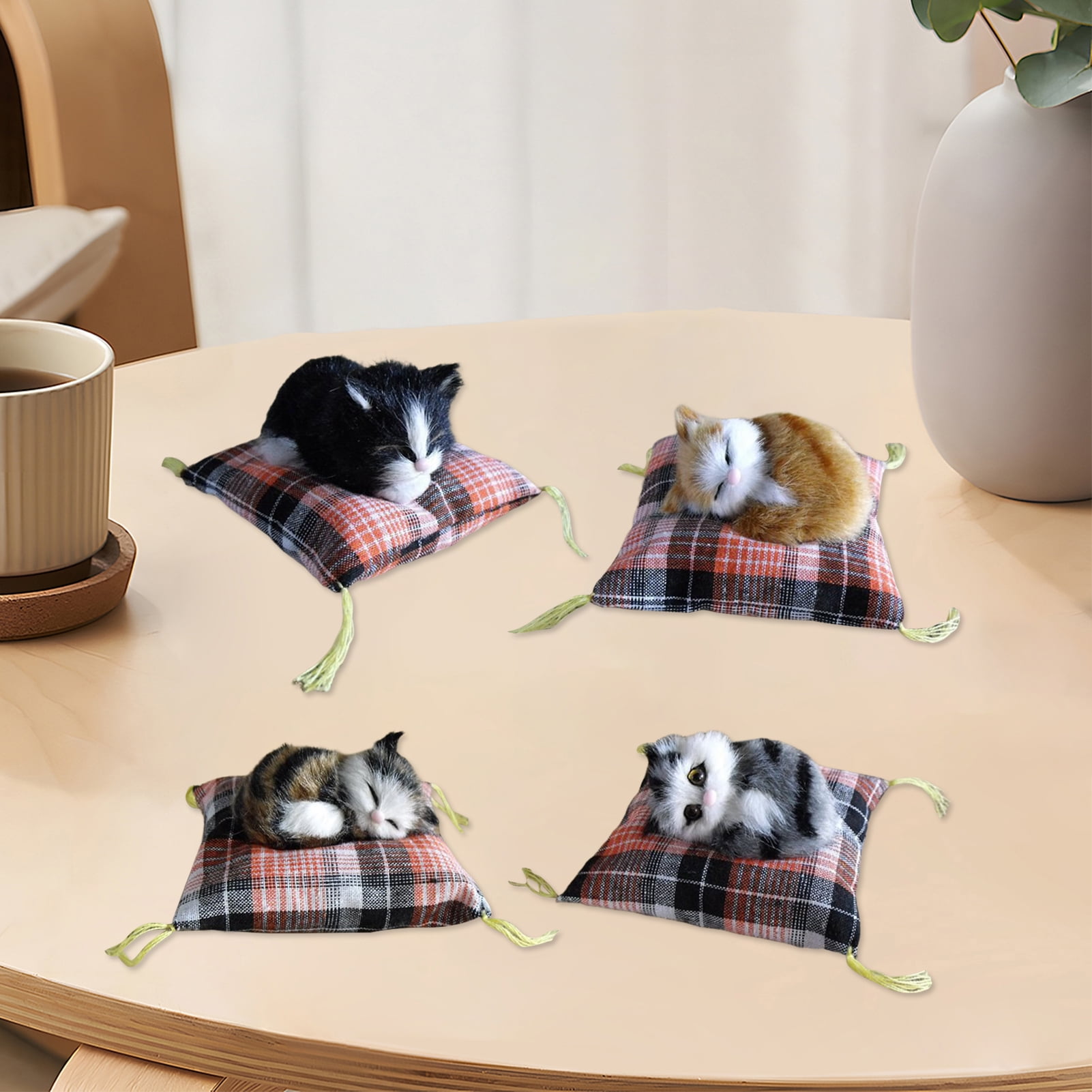 Deyuer Simulation Cat Doll Plush Toy Mini Realistic Sleeping Kittens on ...