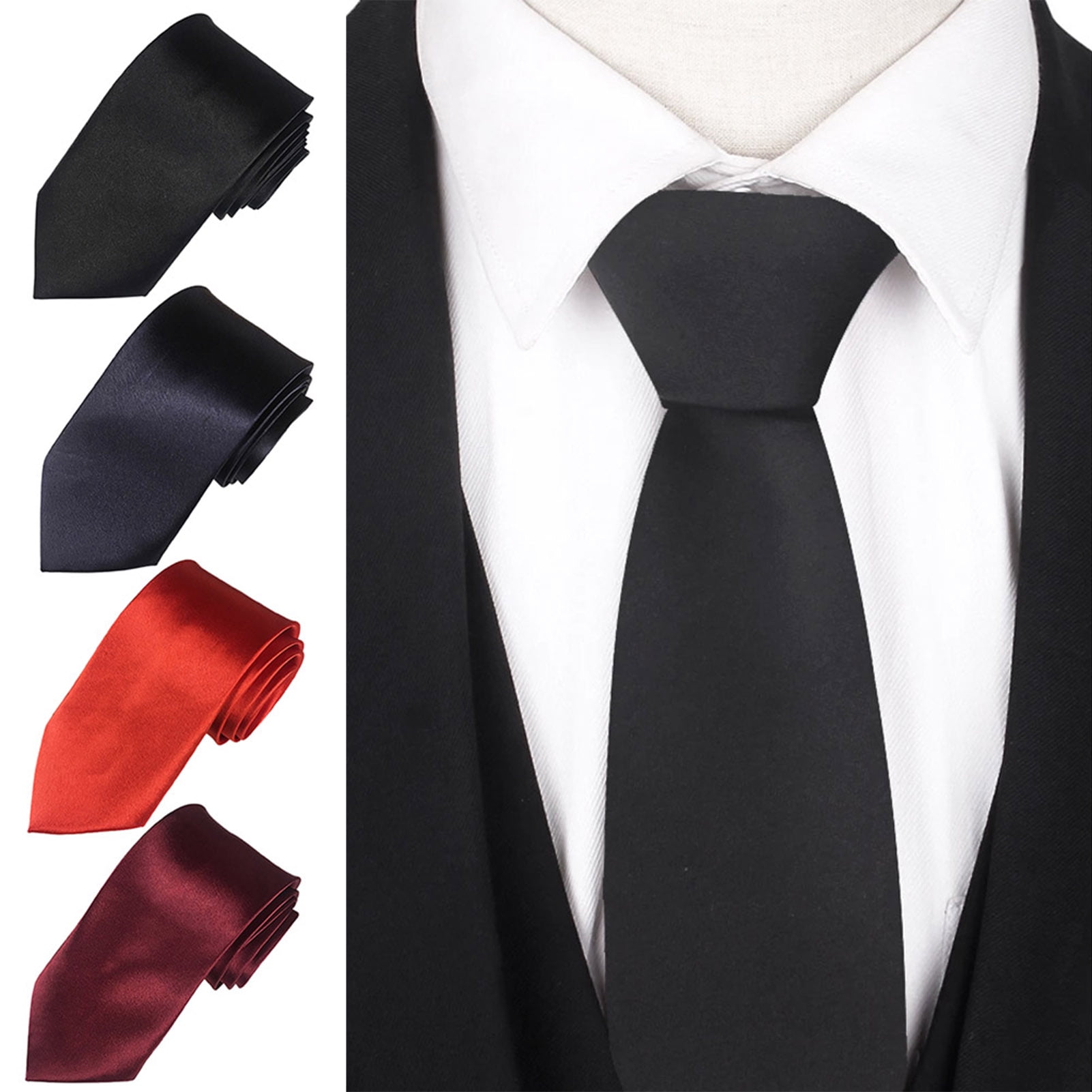 Deyuer Solid Color Business Tie Formal Faux Silk Pointed Style Men ...