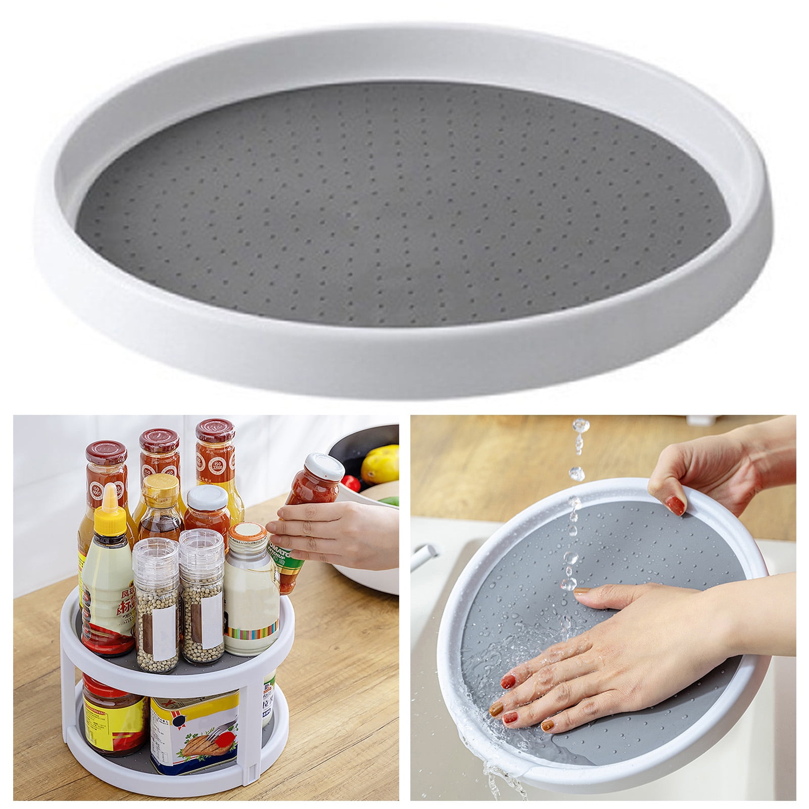 Deyuer Storage Tray Rotatable Non-slip Large Capacity Round Kitchen ...