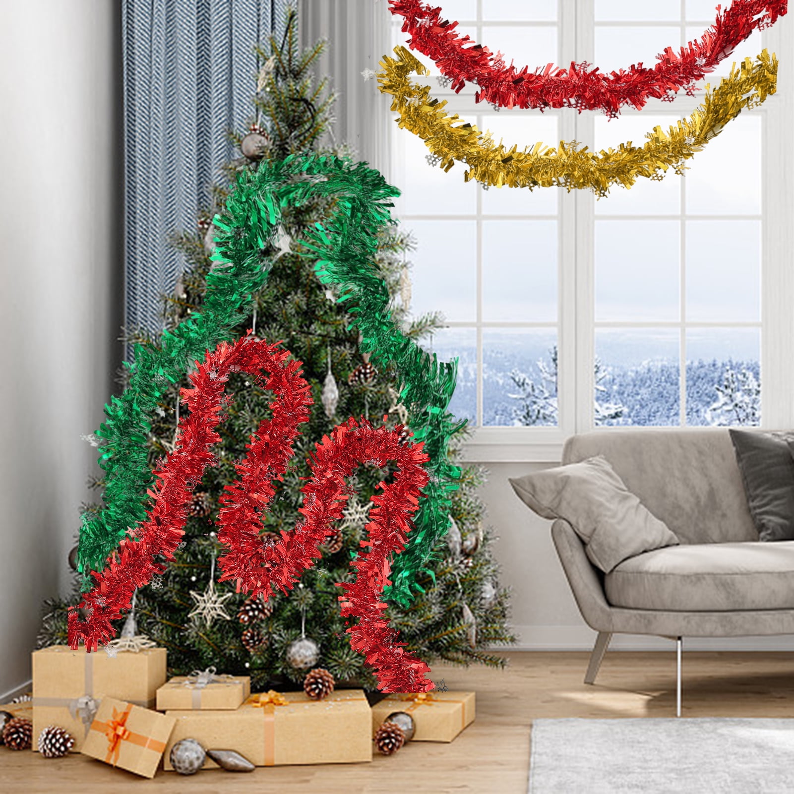 Deyuer Tinsel Twist Garland Fade-resistant Dense Gorgeous Foil Madder ...
