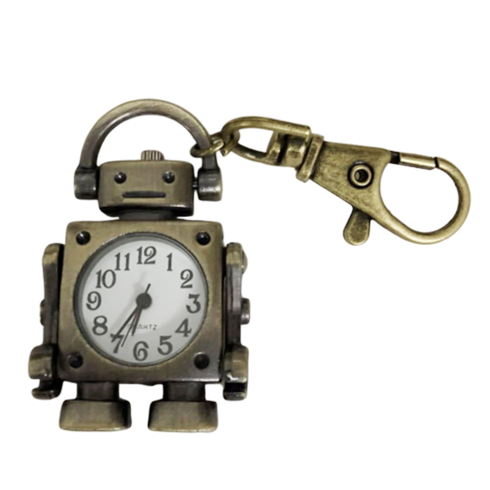 Deyuer Vintage Robot Shape Keyring/Chain Round Dial Quartz Pocket Watch ...
