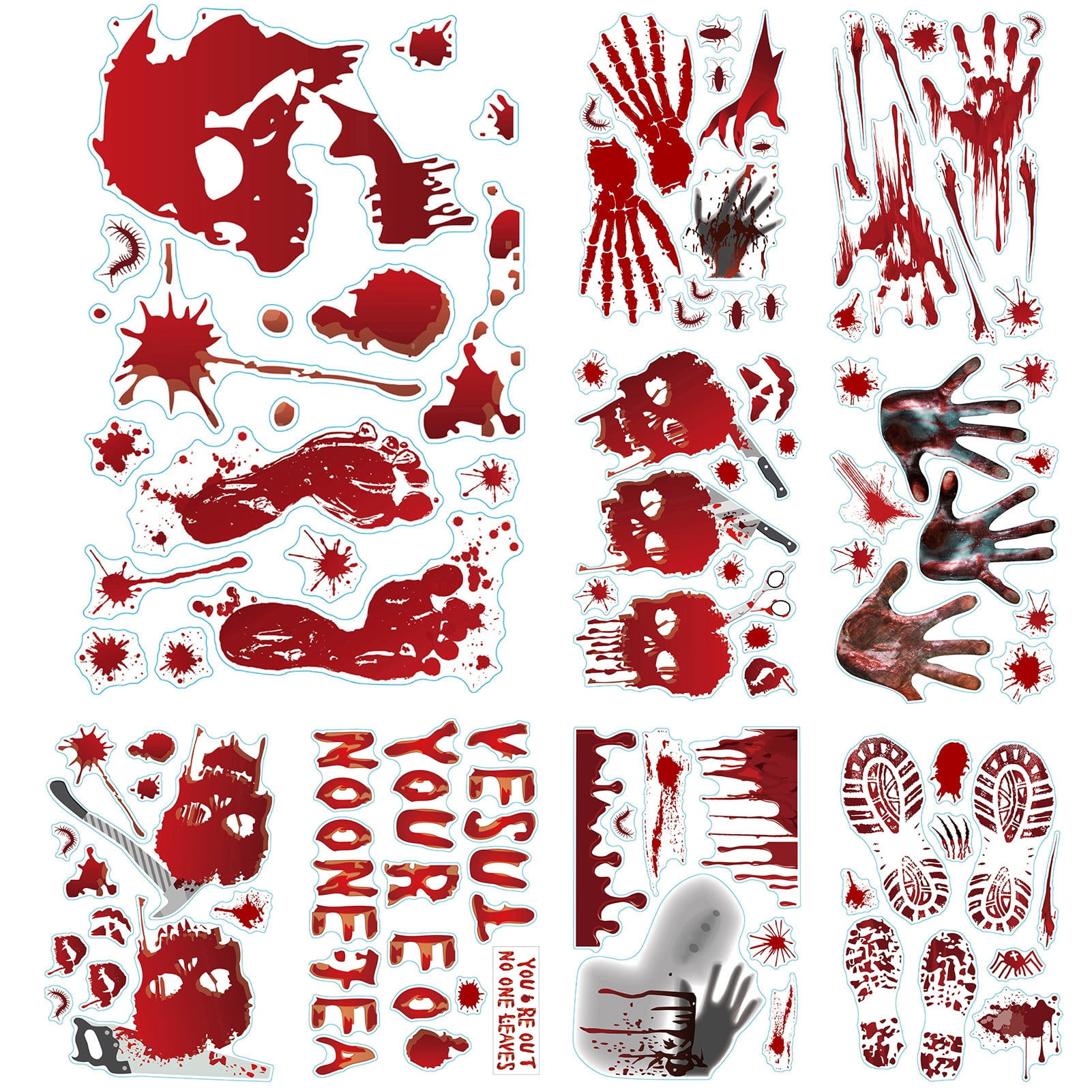 Deyuer Window Decals Halloween Horror Theme Decorative PVC Bloody ...