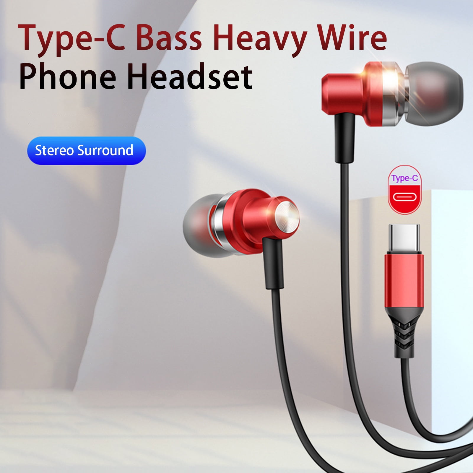 Deyuer Wired Headphone Digital Decoding Type-C Bass Heavy Wire Phone ...