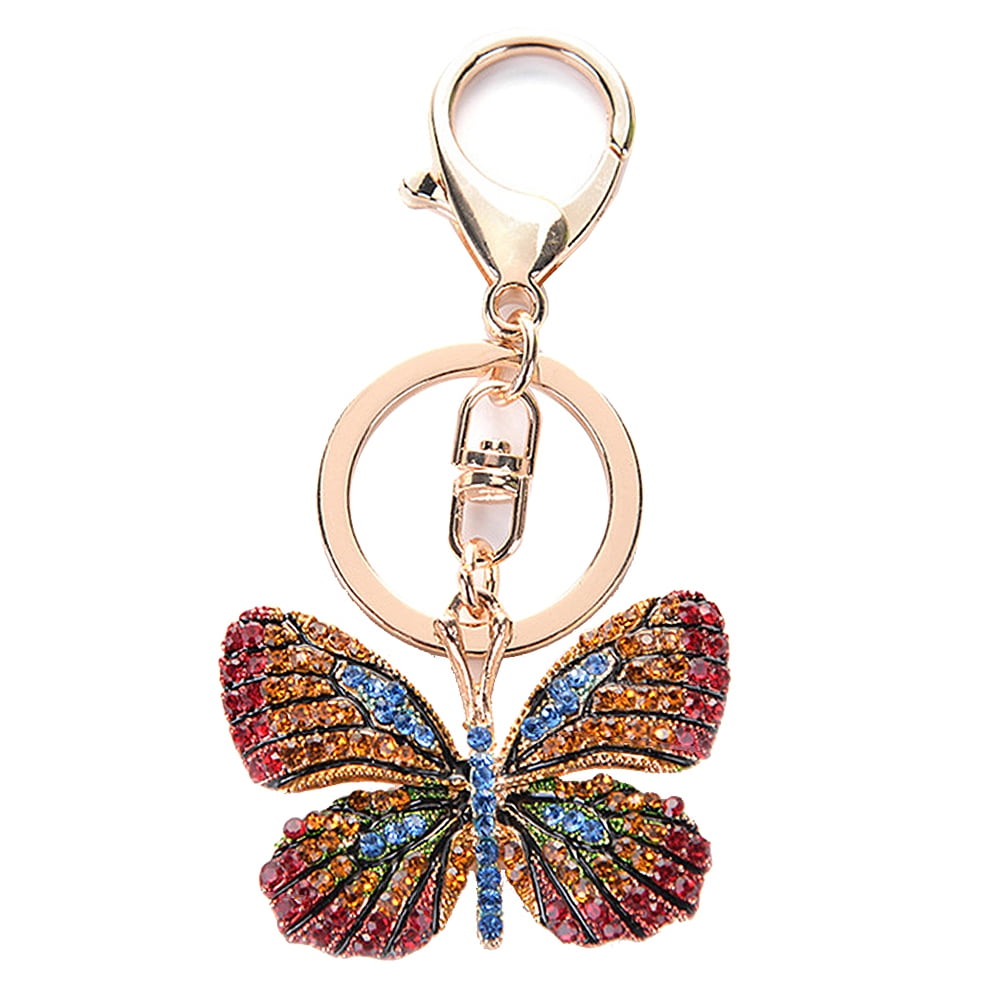 Deyuer Women Stylish Multicolor Butterfly Rhinestones Keychain Key Ring ...