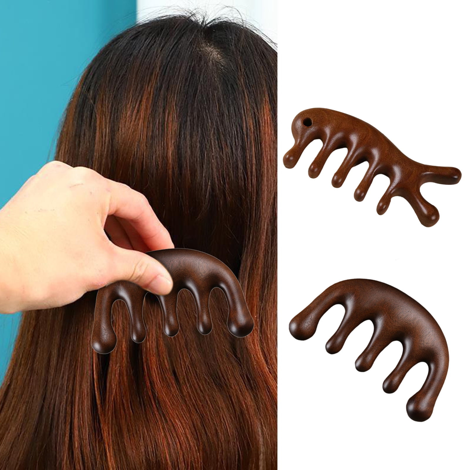 Deyuer Wooden Scalp Massage Comb Wide Tooth Natural Sandalwood Stress ...