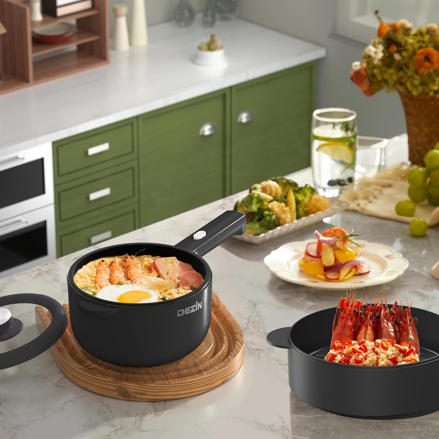 Dezin 2L Hot Pot Electric and 1.6L Rapid Noodles Cooker - Walmart.com