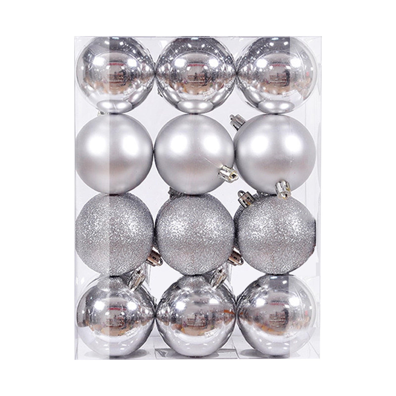 Dezsed 24PCS Christmas Tree Decorations, Silver Plastic Ball Ornaments ...