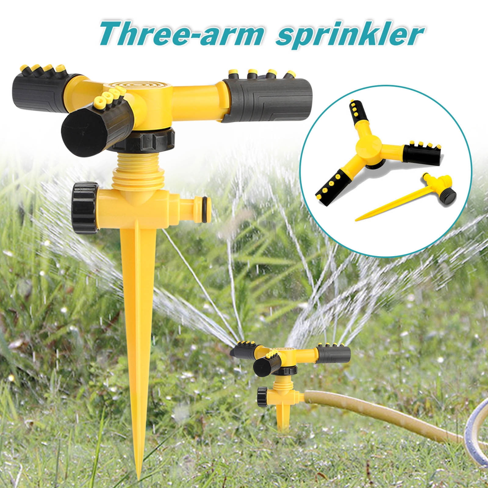 Dezsed Garden Sprinkler 360 Rotating Impulse Sprinkler Garden Meadow ...