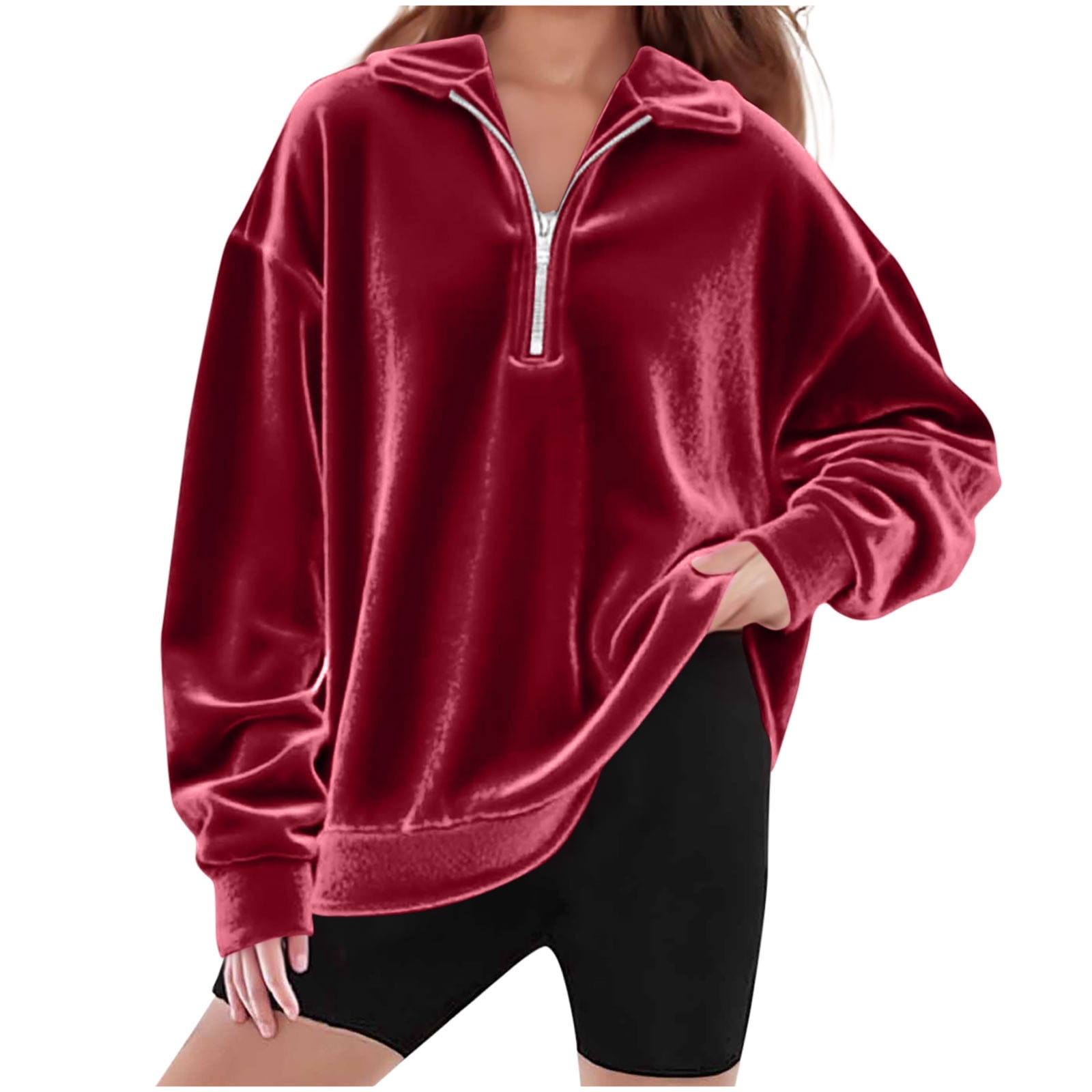 Dezsed Girls Sweatshirt Quarter Zip Solid Crew Neck Sweatshirt Solid ...