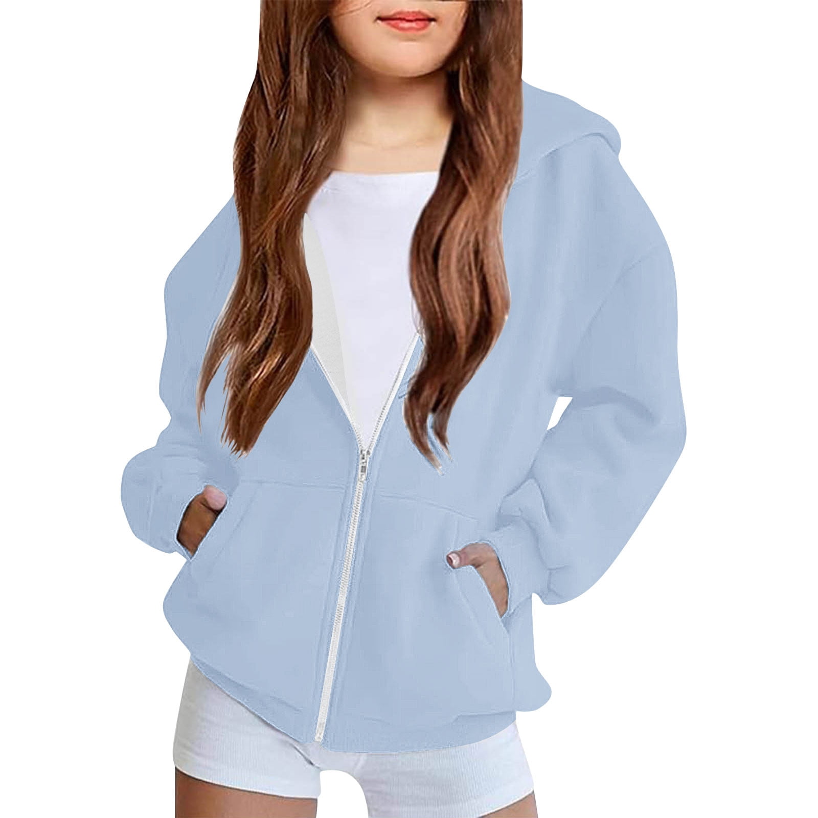 Dezsed Girls Zip Up Hoodie Toddler Kids Boys Girls Fashion Cute Solid ...