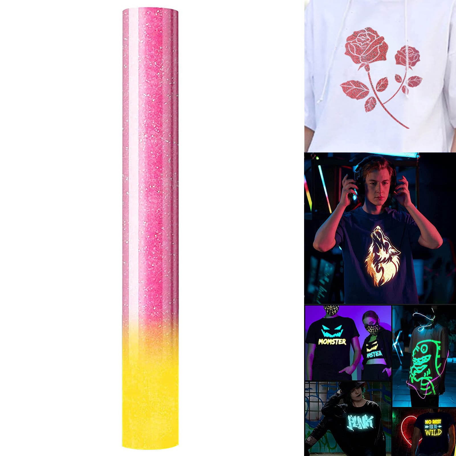Dezsed Glitter Luminous Lettering Film Heat Transfer Vinyl Iron On DIY ...