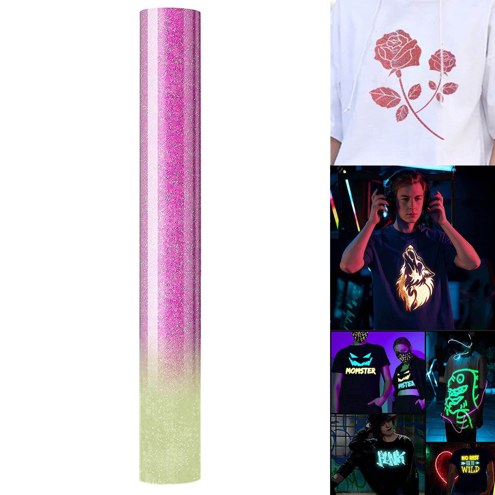 Dezsed Glitter Luminous Lettering Film Heat Transfer Vinyl Iron On DIY ...