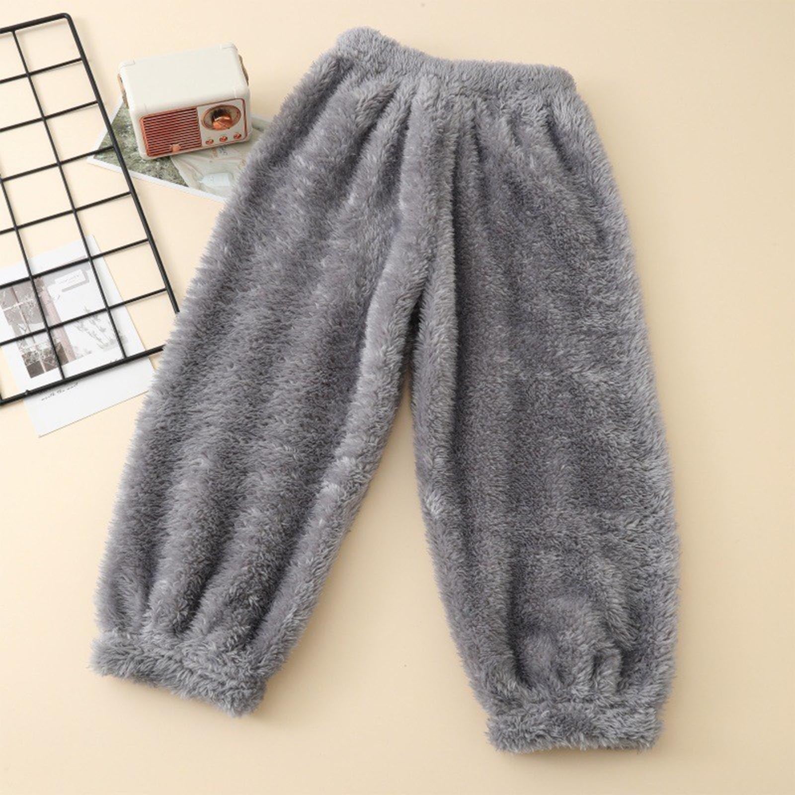 Dezsed Kids Fleece Lined Thick Thermal Warm Pants Children's Solid ...