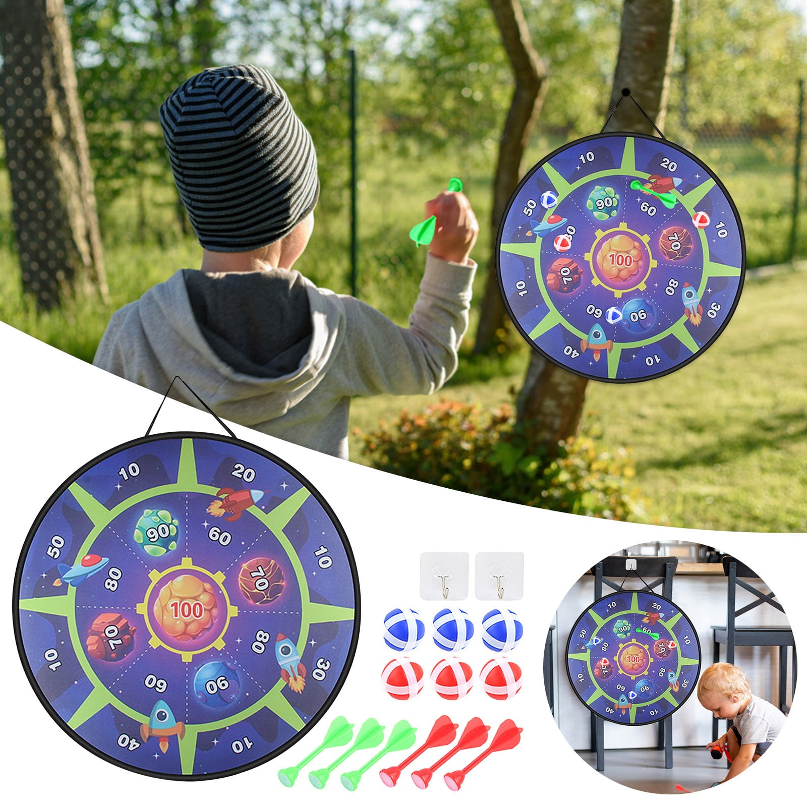 Dezsed Large Dart Board for Kids Clearance Children's Dart Board ...