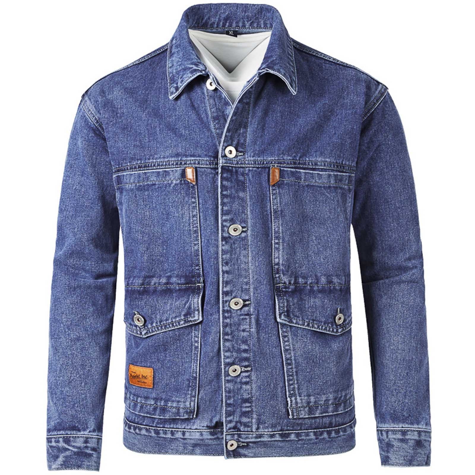 Dezsed Men's Denim Jacket Casual Slim Jean Jackets Clearance Men's ...