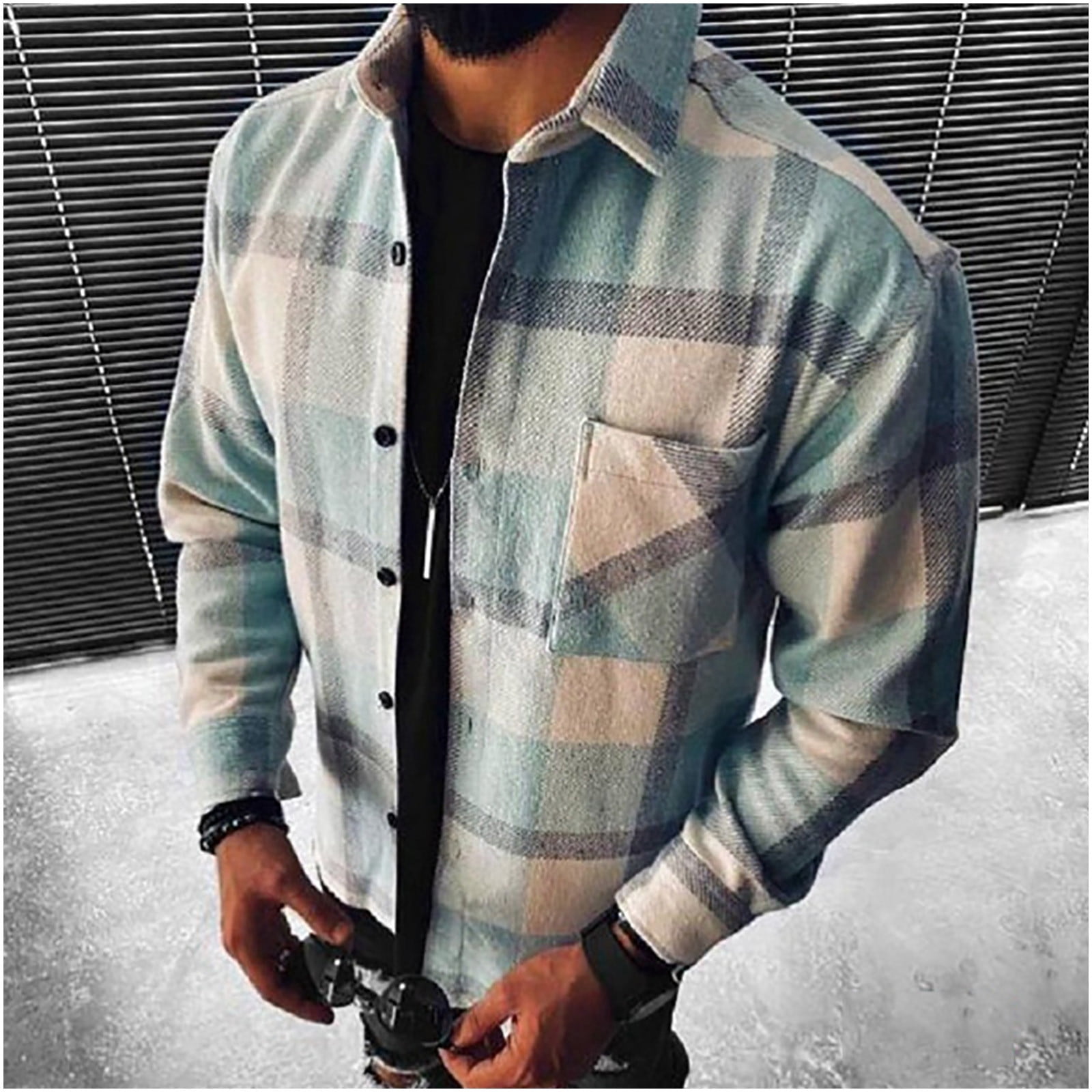 Dezsed Men's Flannel Shirt Jacket Clearance Men's Single-breasted ...