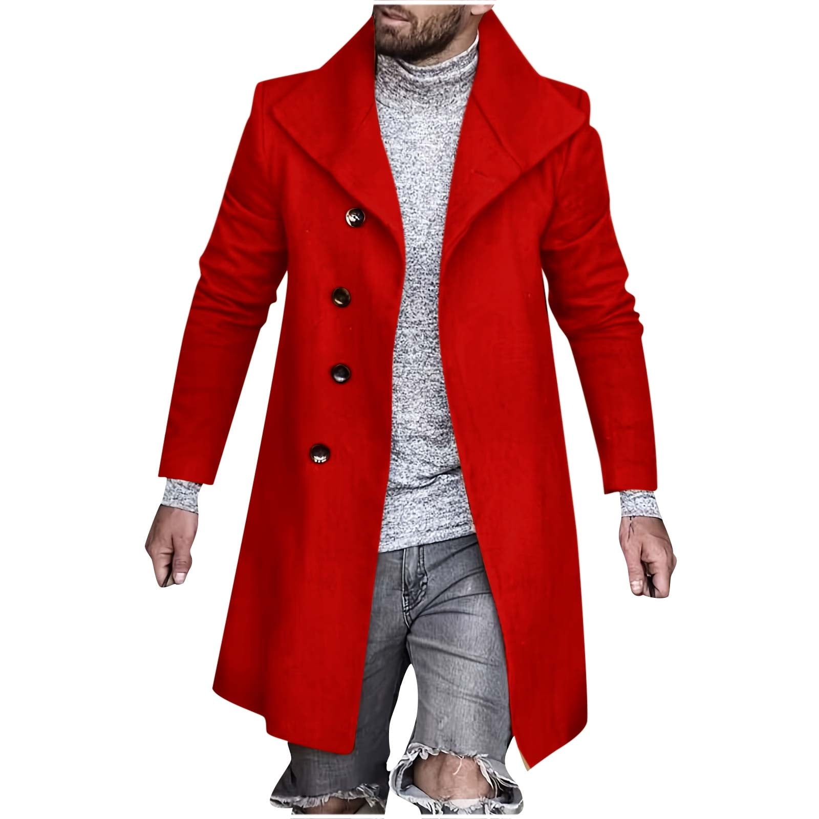 Dezsed Men's Wool Pea Coat Clearance Men's And Winter Business Woolen ...