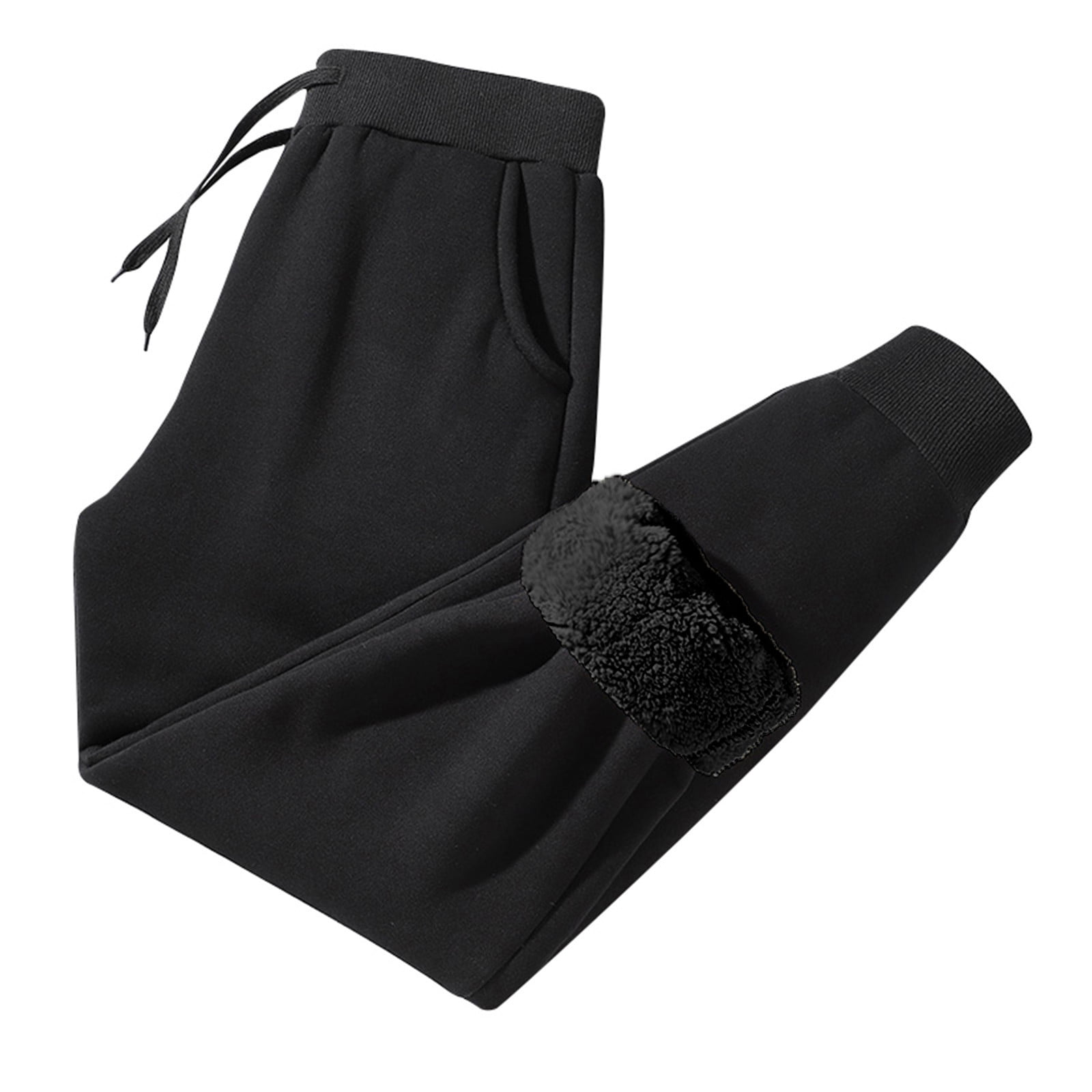 Dezsed Mens Sherpa Lined Sweatpants Winter Warm Fleece Casual Jogger ...