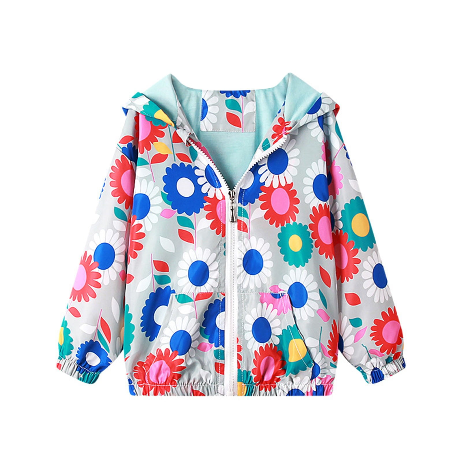 Dezsed Toddler Rain Jacket Girls Print Packable Lightweight Hooded ...
