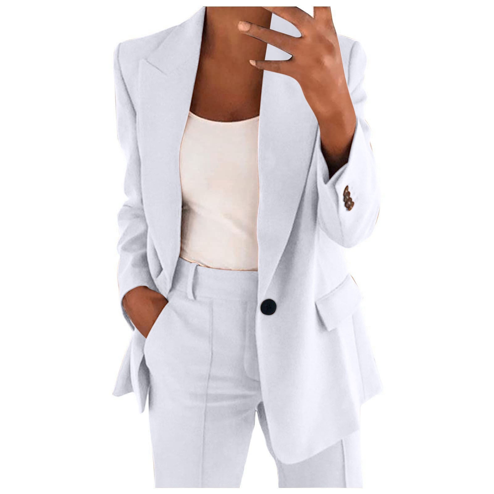 Dezsed Women's 2 Piece Outfit Casual Solid Open Front Blazer and ...