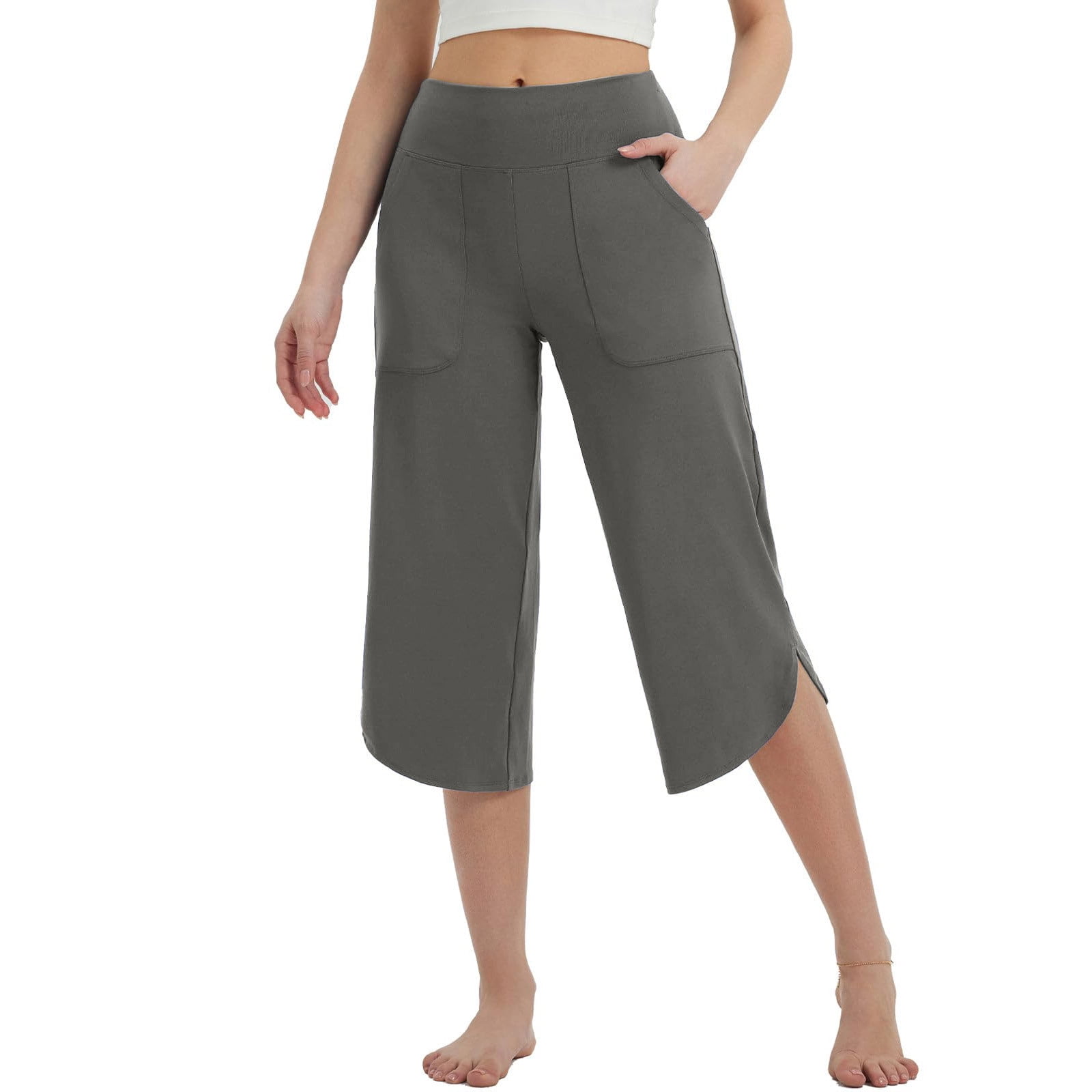 Dezsed Women's Capri Sweatpants, Cozy Wide Legs Cropped Capri with ...