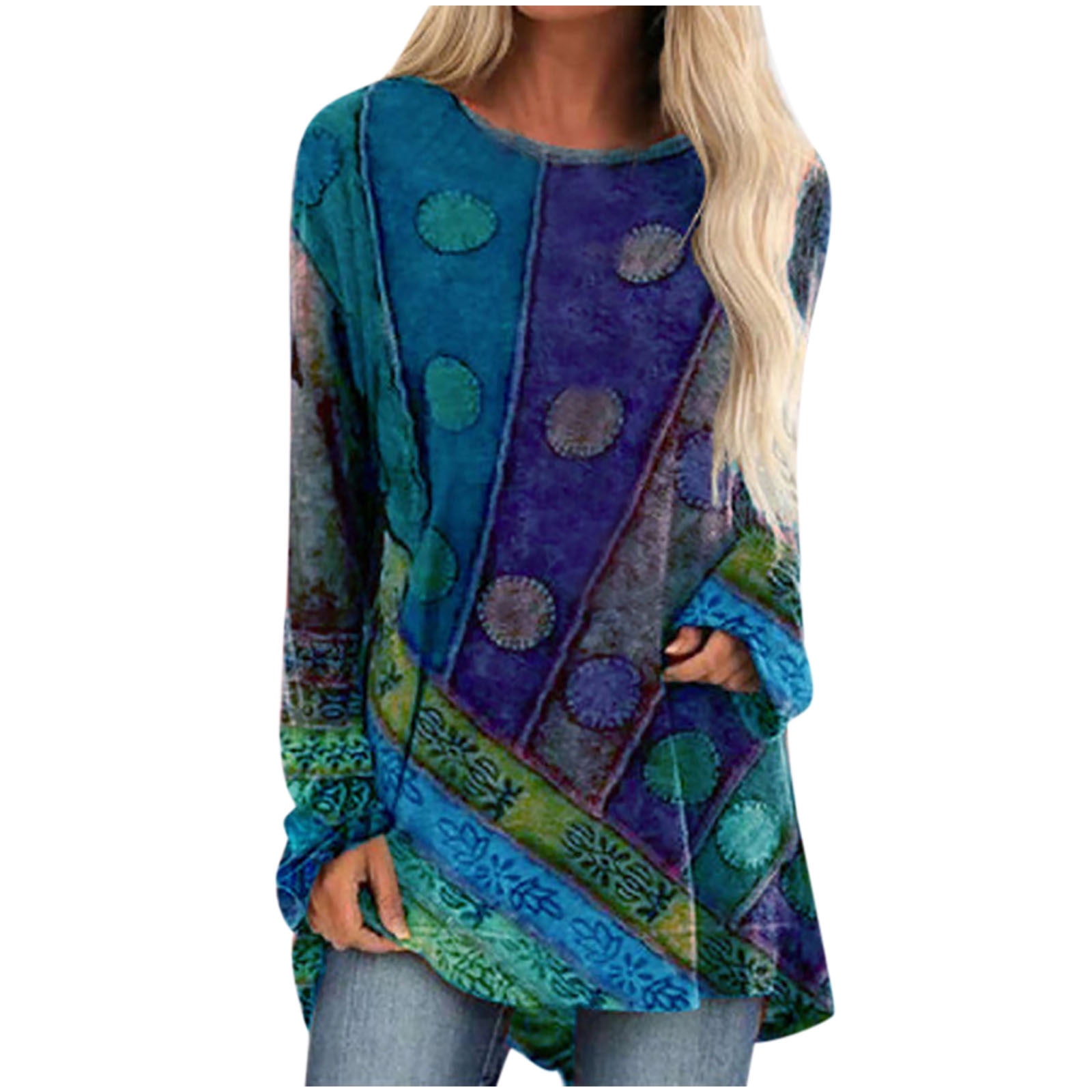 Dezsed Women's Fall T-Shirt Tunic Tops Blouse Shirts Women's Round Neck ...