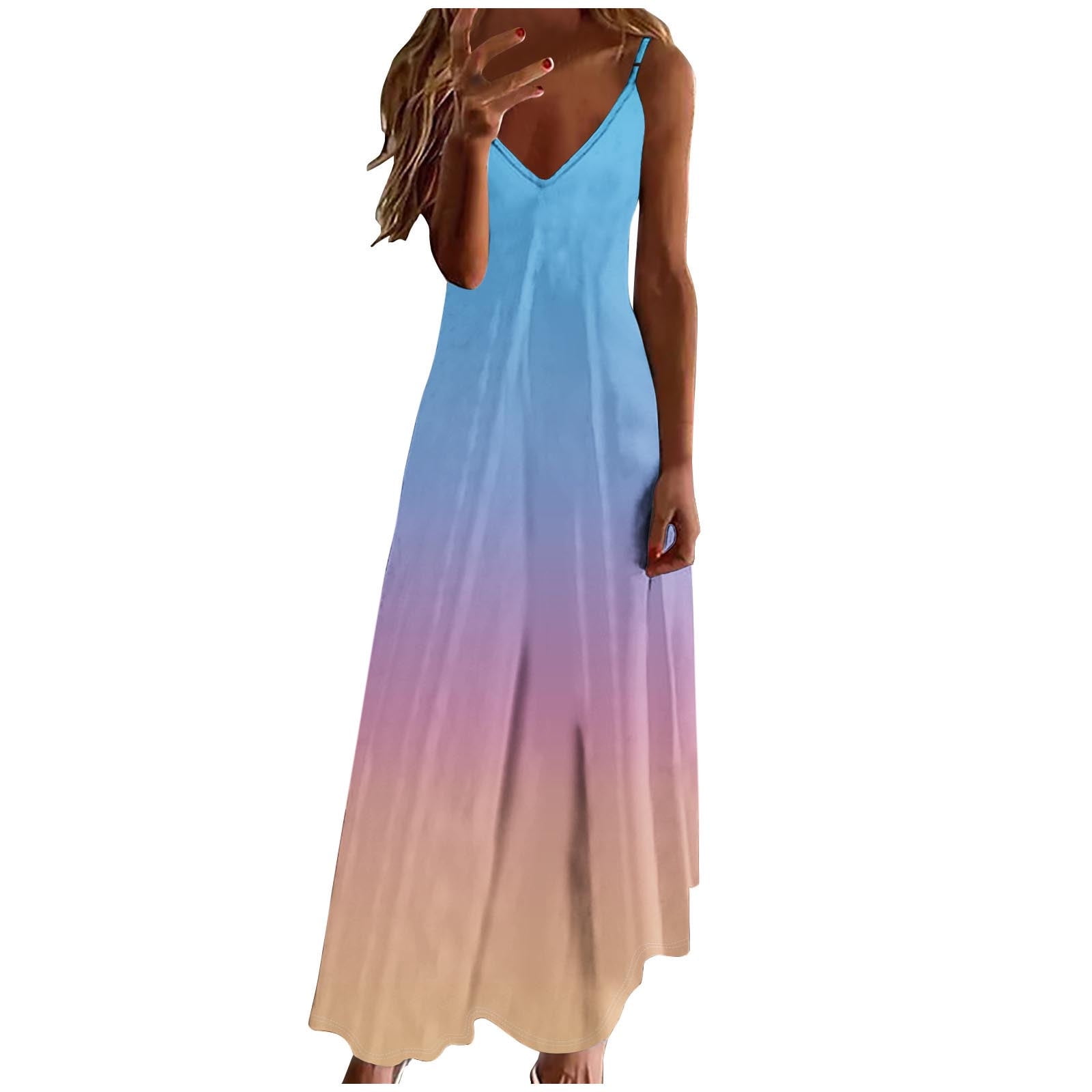 Dezsed Women's Summer Maxi Dresses Casual V-Neck Sleeveless Bohemian ...