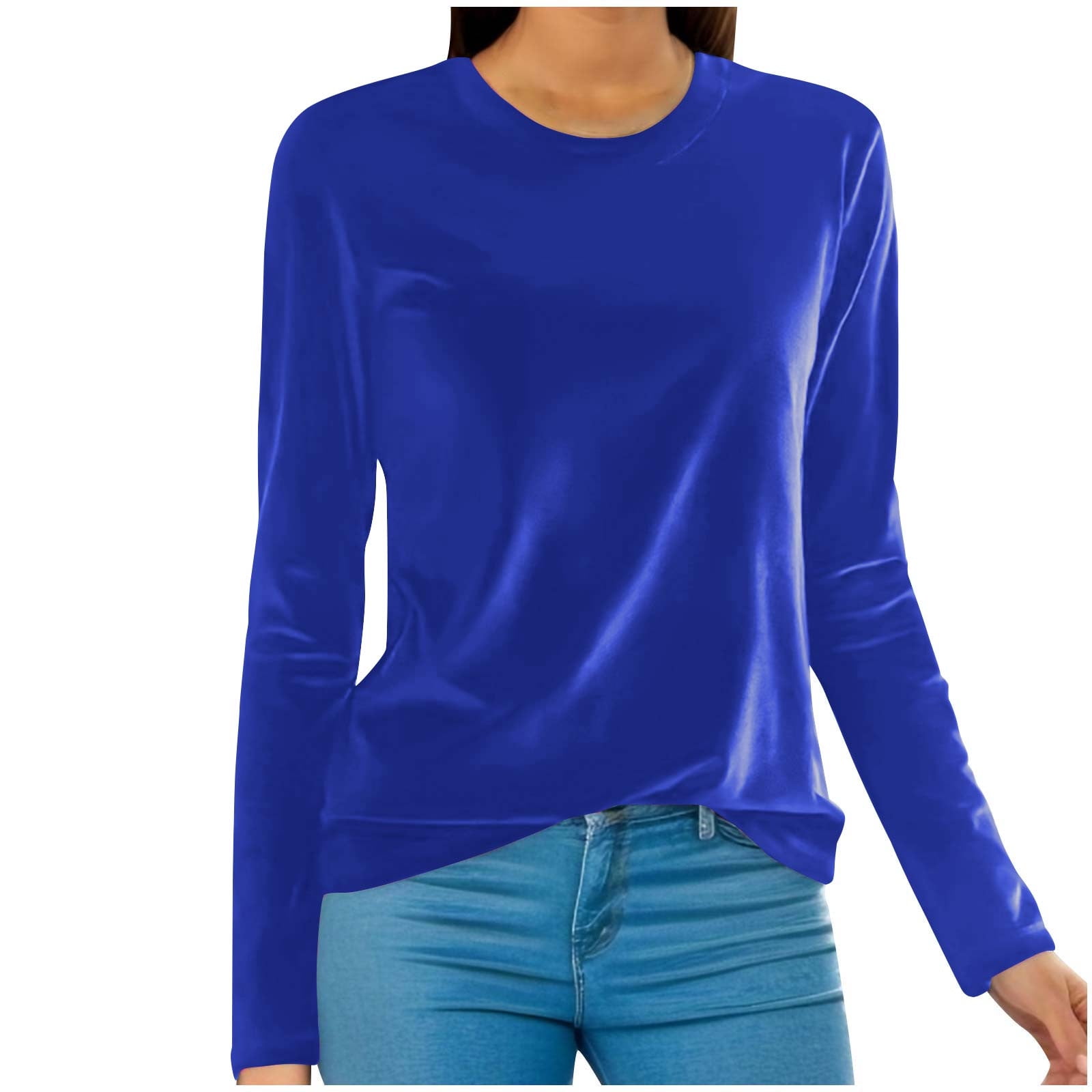 Dezsed Women's Velvet Tunic Tops Casual Long Sleeve Crewneck Velour ...